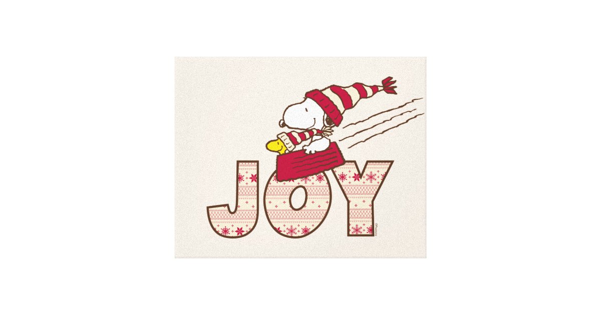 Peanuts | Snoopy & Woodstock Joy Sled Ride Canvas Print | Zazzle