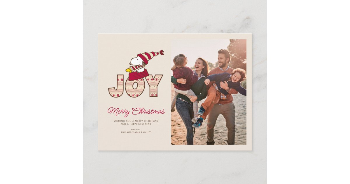 Peanuts | Snoopy & Woodstock Joy Sled Ride Holiday Postcard | Zazzle