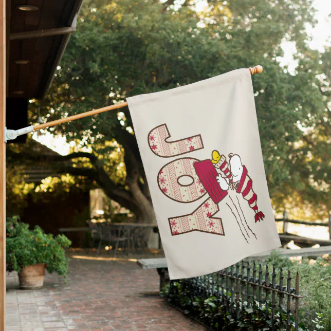 Peanuts | Snoopy & Woodstock Joy Sled Ride House Flag | Zazzle