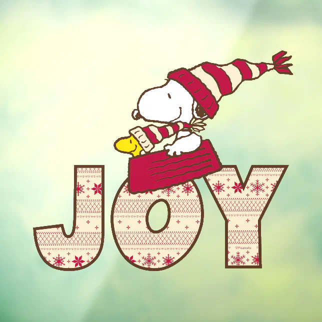 Peanuts | Snoopy & Woodstock Joy Sled Ride Window Cling | Zazzle