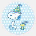 PEANUTS | Snoopy & Woodstock Party Polka Dots Classic Round Sticker ...