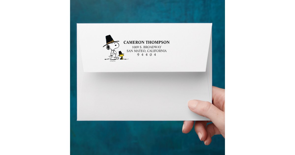Peanuts | Snoopy & Woodstock Pilgrim Envelope | Zazzle