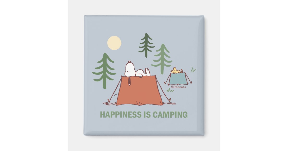 Peanuts | Snoopy & Woodstock Pitching Tents Magnet | Zazzle