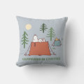 Peanuts | Snoopy & Woodstock Pitching Tents Throw Pillow | Zazzle