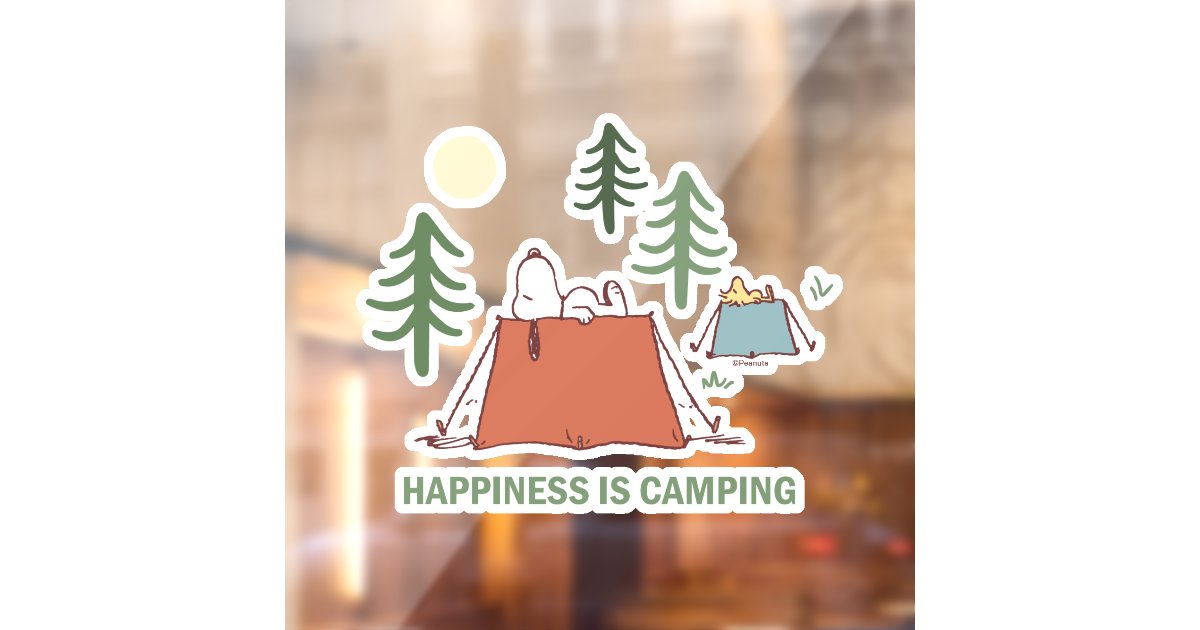 Peanuts | Snoopy & Woodstock Pitching Tents Window Cling | Zazzle
