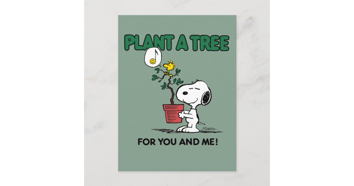 Peanuts | Snoopy & Woodstock Plant A Tree Postcard | Zazzle