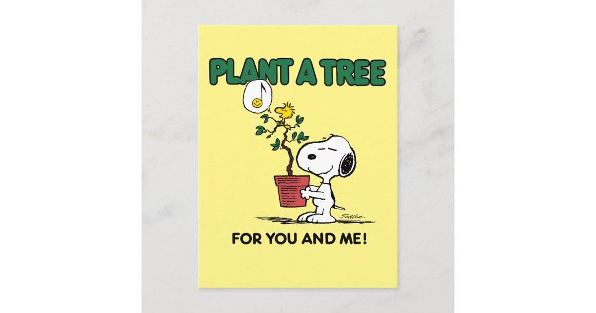 Peanuts | Snoopy & Woodstock Plant A Tree Postcard | Zazzle