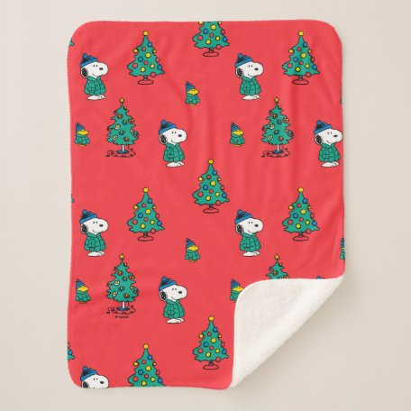 Snoopy & Woodstock Red Christmas Pattern Fabric | Zazzle