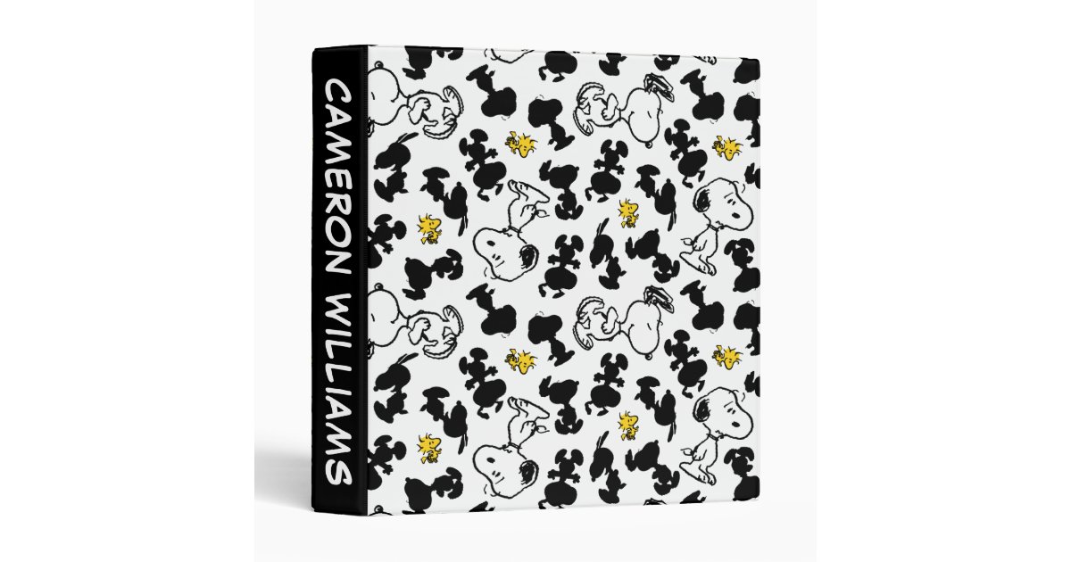 Peanuts | Snoopy & Woodstock Shadow Pattern 3 Ring Binder | Zazzle