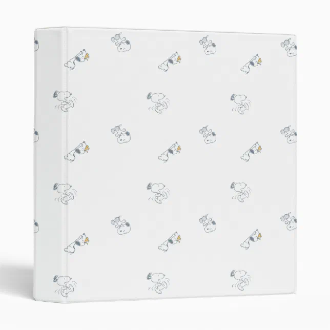Peanuts | Snoopy & Woodstock Soft Gray Pattern 3 Ring Binder | Zazzle