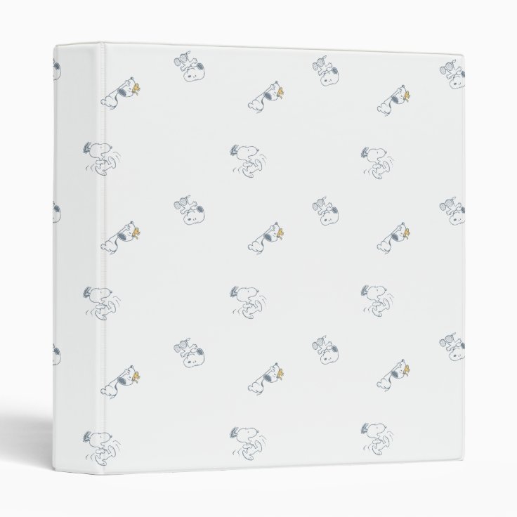 Peanuts | Snoopy & Woodstock Soft Gray Pattern 3 Ring Binder | Zazzle