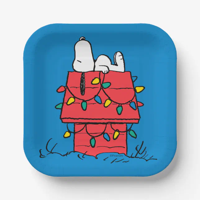 Peanuts | Snoopy's Dog House With Lights Paper Plates | Zazzle