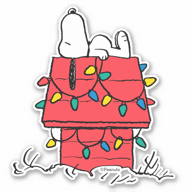 Peanuts | Snoopy's Dog House With Lights Sticker | Zazzle