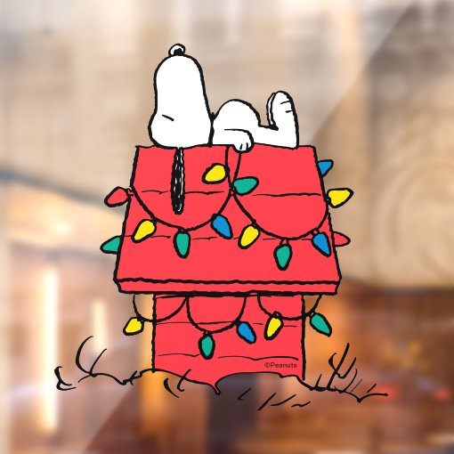 Peanuts | Snoopy's Dog House With Lights Window Cling | Zazzle