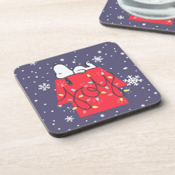 Peanuts | Snoopy's Holiday Dreamer Beverage Coaster | Zazzle