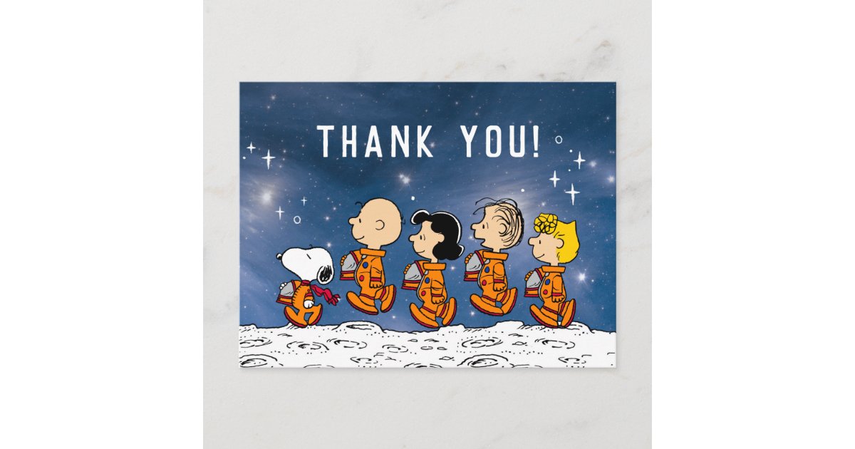 Peanuts | Space Birthday Thank You Postcard | Zazzle