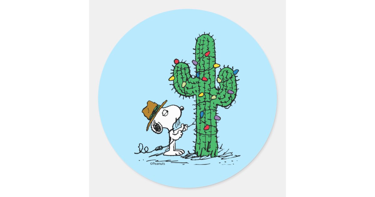 Peanuts | Spike's Holiday Cactus Classic Round Sticker | Zazzle