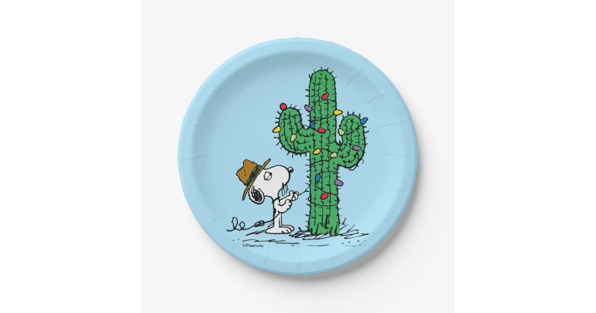 Peanuts | Spike's Holiday Cactus Paper Plates | Zazzle