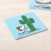 Peanuts | Spike's Holiday Cactus Square Paper Coaster | Zazzle