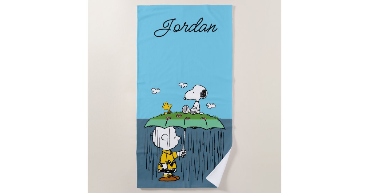 Peanuts | Sunny Day Rainy Day Half & Half Beach Towel | Zazzle