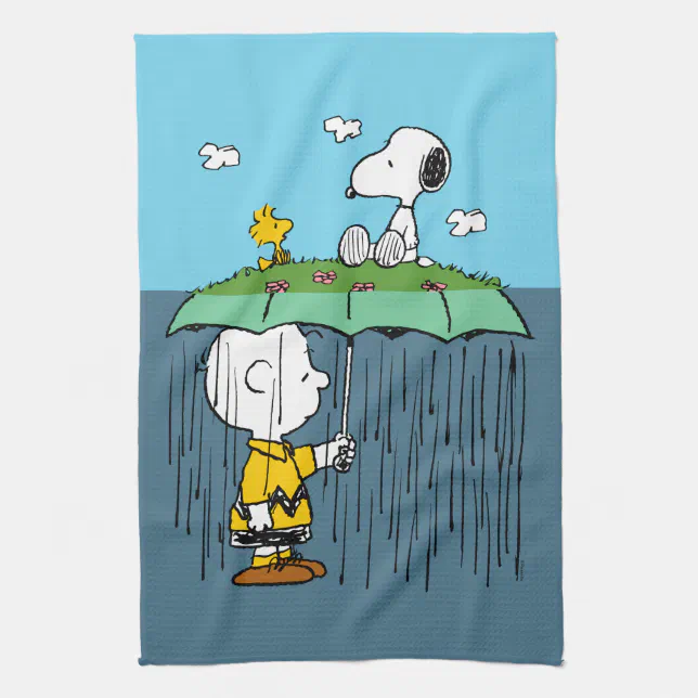 Peanuts | Sunny Day Rainy Day Half & Half Kitchen Towel | Zazzle