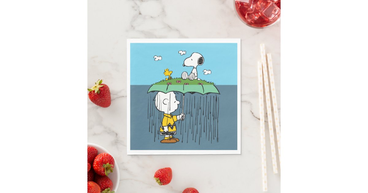Peanuts | Sunny Day Rainy Day Half & Half Napkins | Zazzle