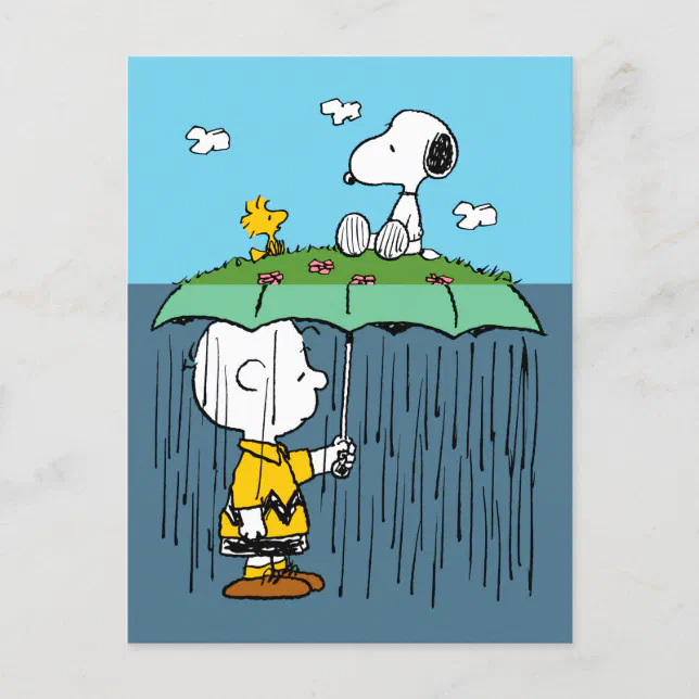 Peanuts | Sunny Day Rainy Day Half & Half Postcard | Zazzle