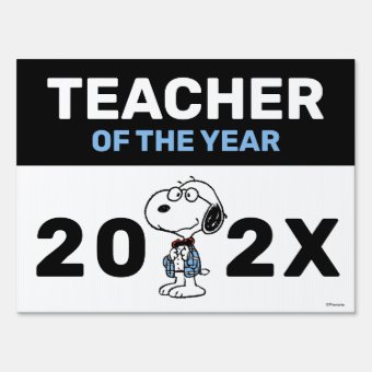 Peanuts | Teacher of the Year Sign | Zazzle