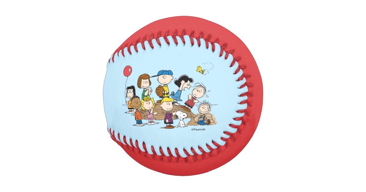 Peanuts | The Gang at the Pitcher's Mound Baseball | Zazzle