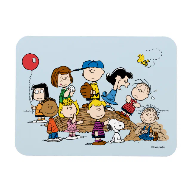 Peanuts | The Gang at the Pitcher's Mound Magnet | Zazzle