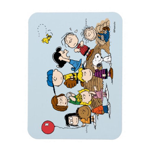 Peanuts | The Gang at the Pitcher's Mound Magnet | Zazzle