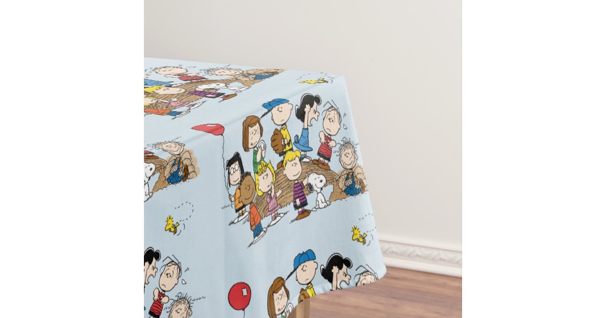 Peanuts | The Gang at the Pitcher's Mound Tablecloth | Zazzle