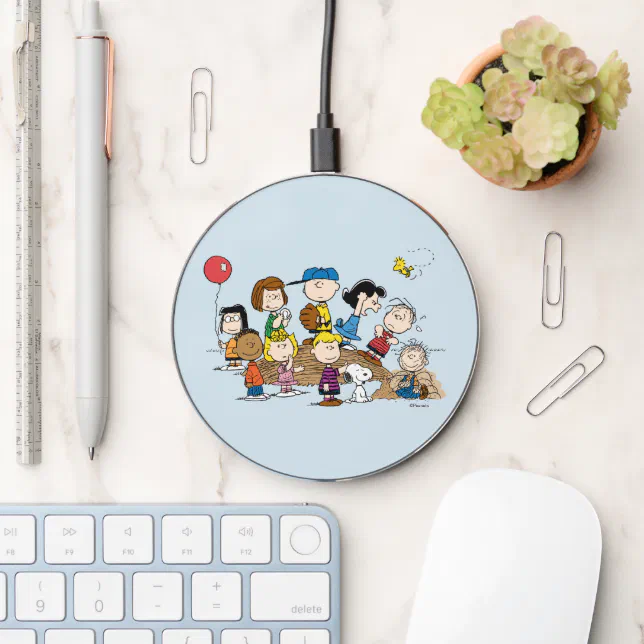 Peanuts | The Gang at the Pitcher's Mound Wireless Charger | Zazzle