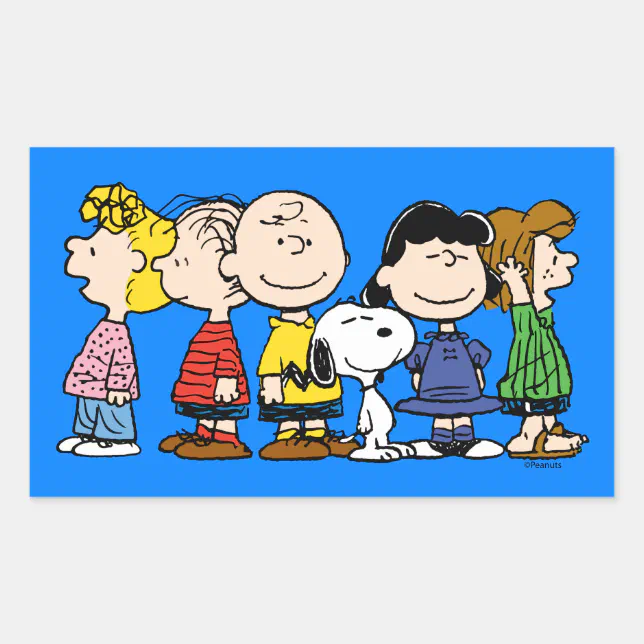 Peanuts | The Peanuts Gang Together Rectangular Sticker | Zazzle