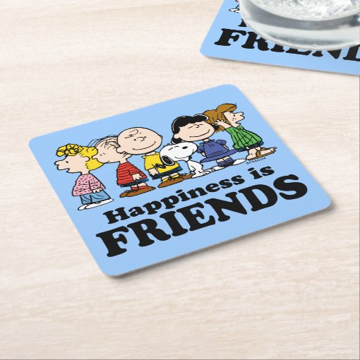 Peanuts | The Peanuts Gang Together Square Paper Coaster | Zazzle