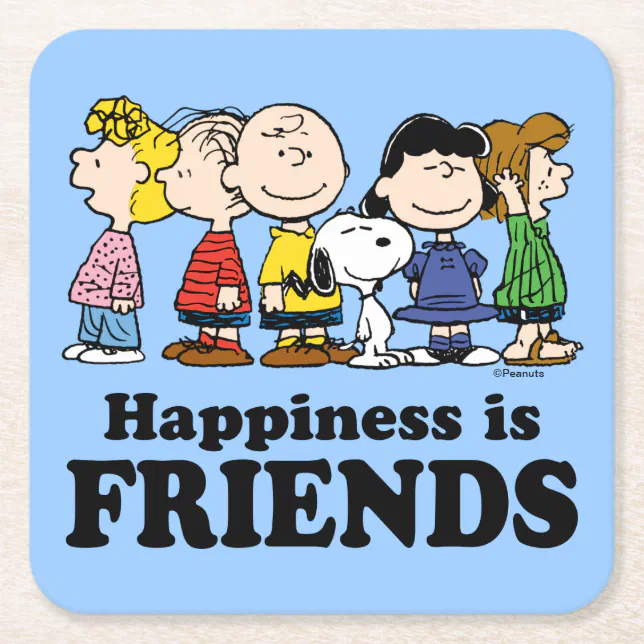 Peanuts | The Peanuts Gang Together Square Paper Coaster | Zazzle