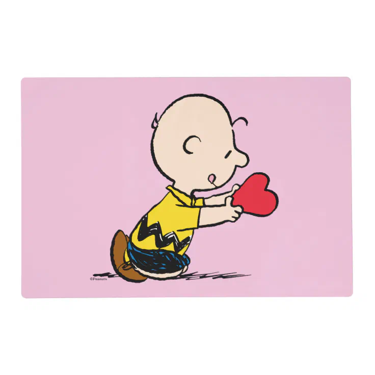 Peanuts | Valentine's Day Charlie Brown Red Heart Placemat | Zazzle