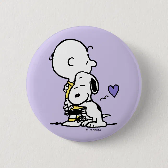 Peanuts | Valentine's Day | Charlie Brown & Snoopy Button | Zazzle