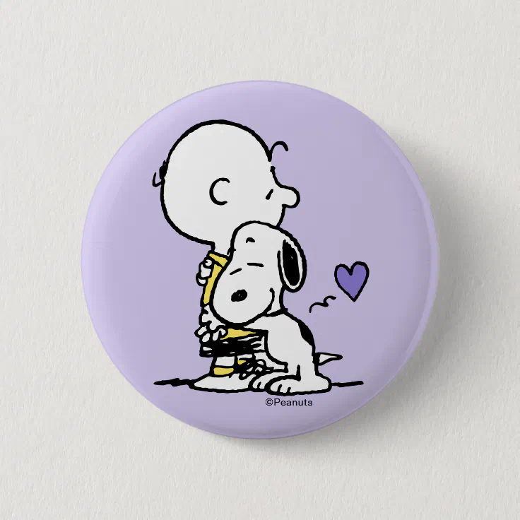 Peanuts | Valentine's Day | Charlie Brown & Snoopy Button | Zazzle