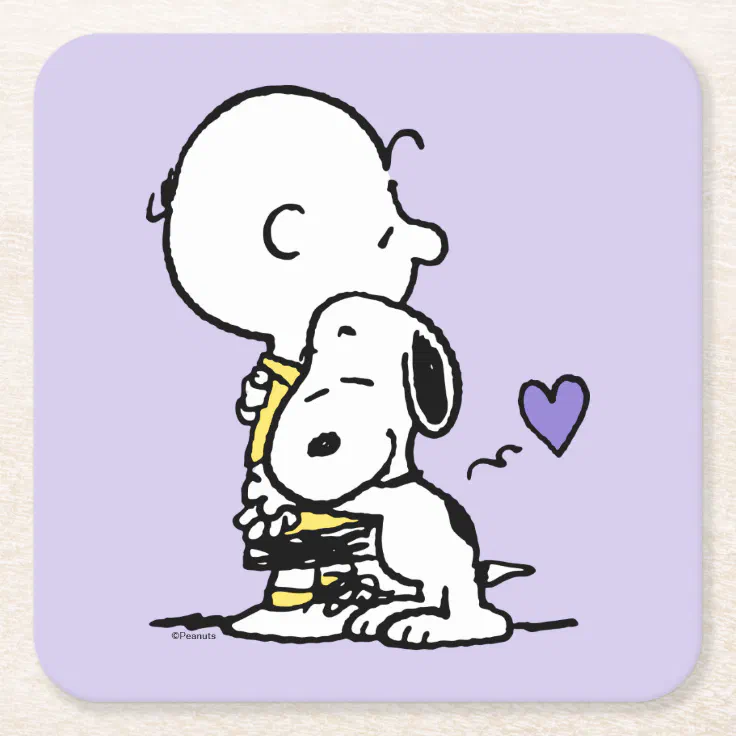 Peanuts | Valentine's Day | Charlie Brown & Snoopy Square Paper Coaster ...