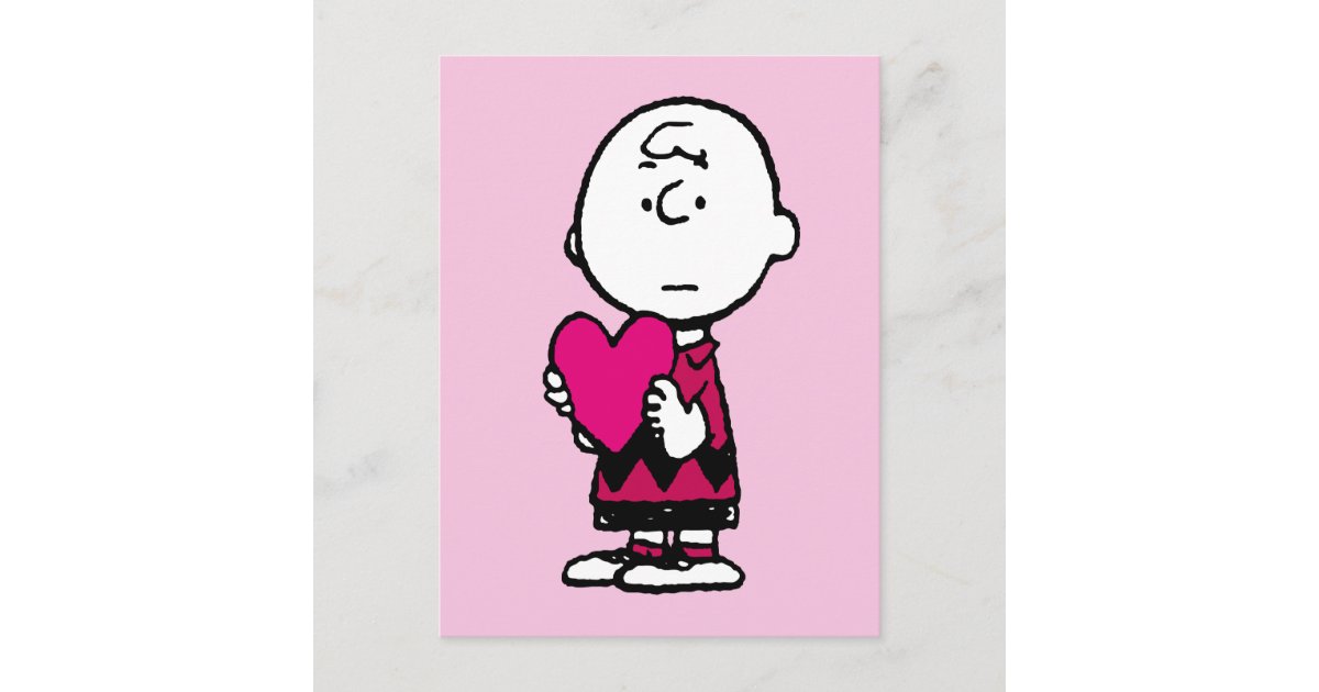 Peanuts | Valentine's Day | Heart Charlie Brown Postcard | Zazzle