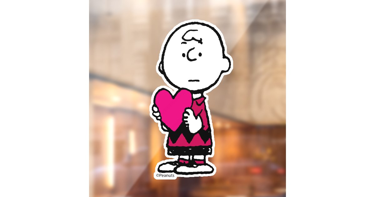 Peanuts | Valentine's Day | Heart Charlie Brown Window Cling | Zazzle
