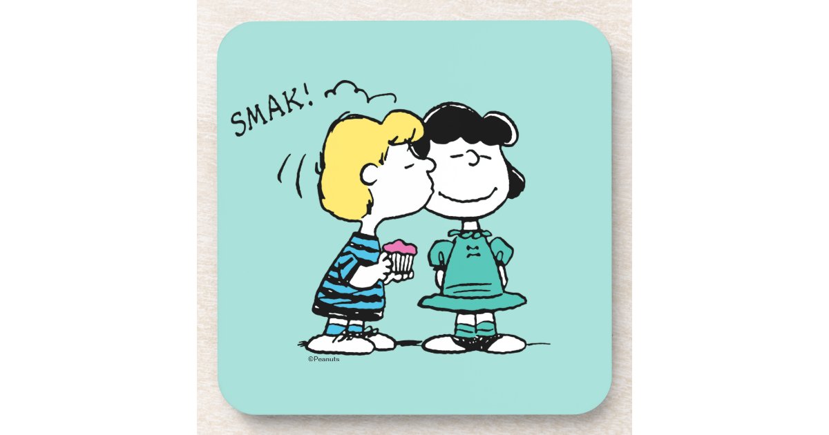 Peanuts | Valentine's Day | Lucy & Schroeder Kiss Beverage Coaster | Zazzle Peanuts | Valentine's Day | Lucy & Schroeder Kiss Beverage Coaster | Zazzle