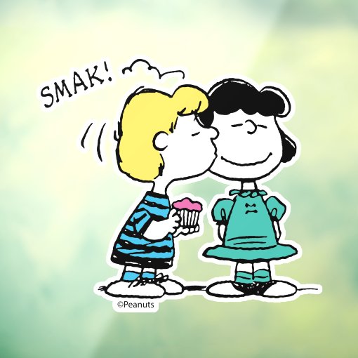 Peanuts Valentines Day Lucy And Schroeder Kiss Window Cling Zazzle
