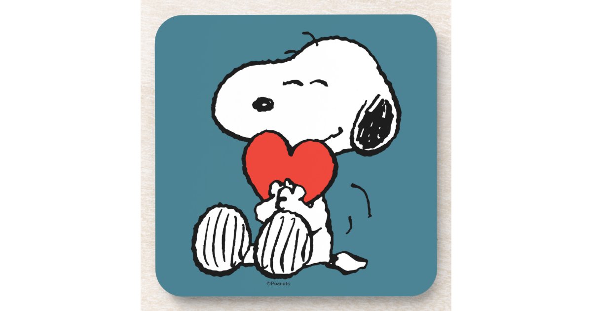 Peanuts | Valentine's Day | Snoopy Heart Hug Beverage Coaster | Zazzle