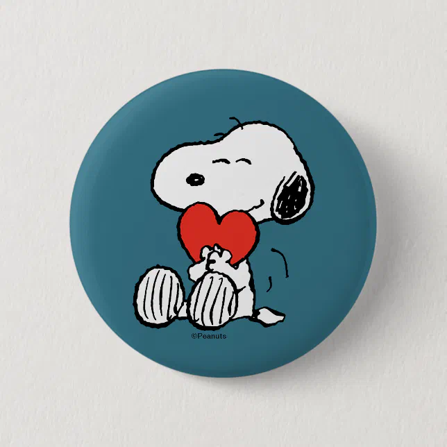 Peanuts | Valentine's Day | Snoopy Heart Hug Button | Zazzle