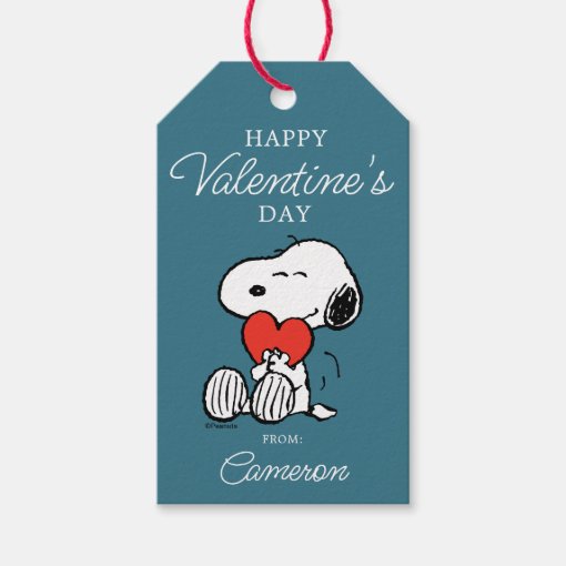 Peanuts | Valentine's Day | Snoopy Heart Hug Gift Tags | Zazzle