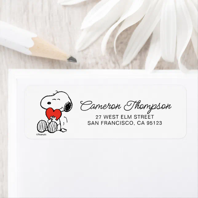 Peanuts | Valentine's Day | Snoopy Heart Hug Label | Zazzle