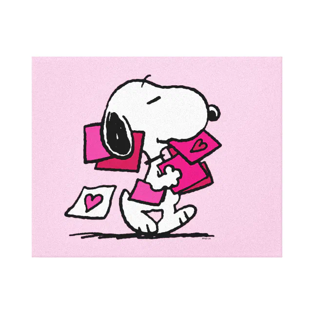 Peanuts | Valentine's Day | Snoopy With Valentines Canvas Print | Zazzle