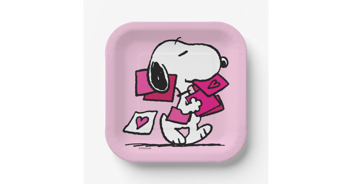 Peanuts | Valentine's Day | Snoopy With Valentines Paper Plates | Zazzle